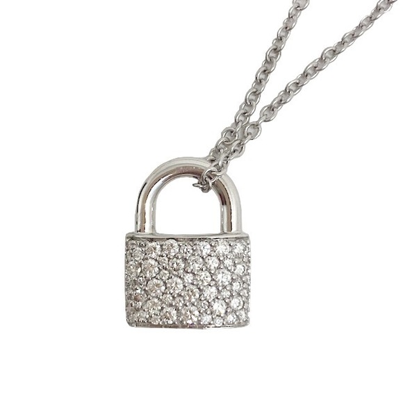 Tiffany & Co. | Jewelry | Tiffany Hardware Lock Pendant White Diamond ...